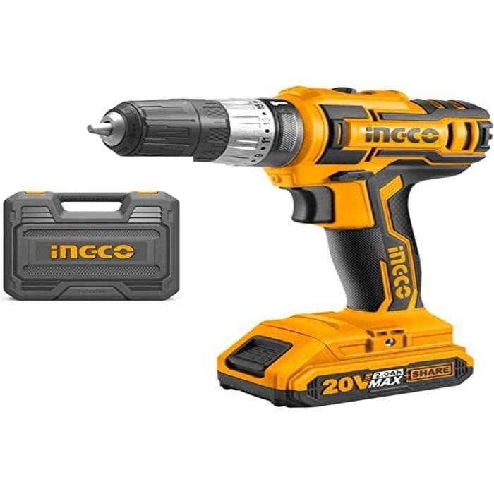 Ingco Cidli200215 Perceuse À Batterie 20 V Visseuse Sans Fil Sans Fil Avec 2 Batteries Dans La ...