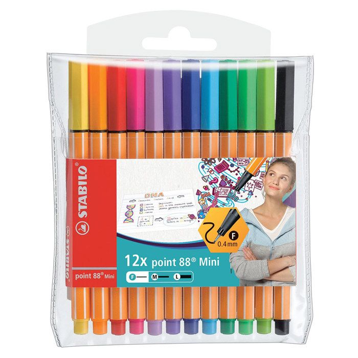 Stylos-feutres - STABILO - point 88 Mini - Lot de 12 - Pointe fine 0 ...