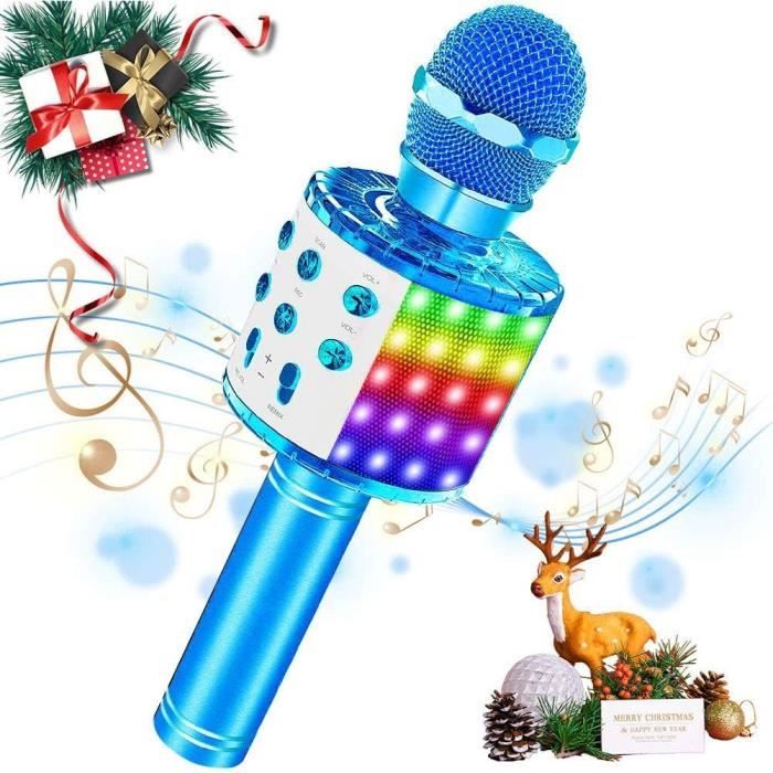 Microphone Karaoke Sans Fil, Microphone Bluetooth Avec Lumière Led ...