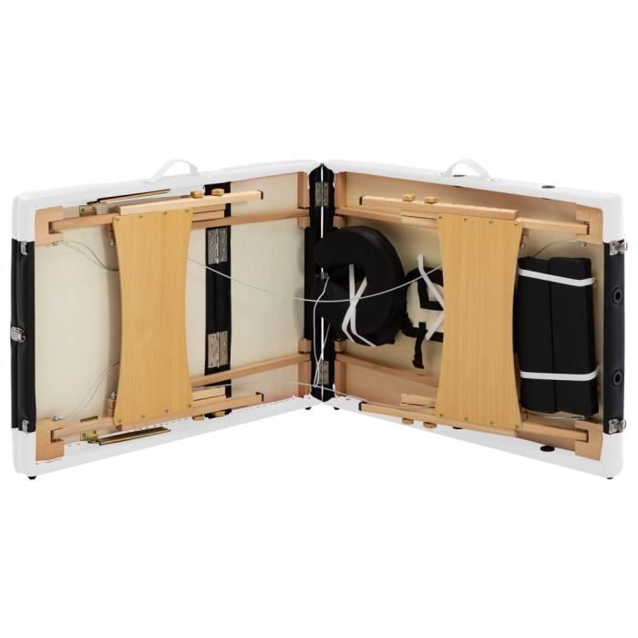 Swt Table De Massage Pliable 3 Zones Bois Noir Et Blanc Cdiscount