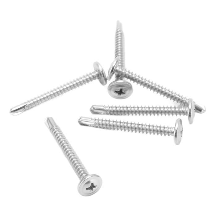 Zerone vis en acier inoxydable 50 pièces vis à tête bombée 304 acier inoxydable M4.2x38 filetage ...