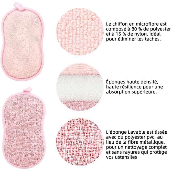 10 Éponges Lavables en Microfibre à Double Face - Antibactérien Éponge ...