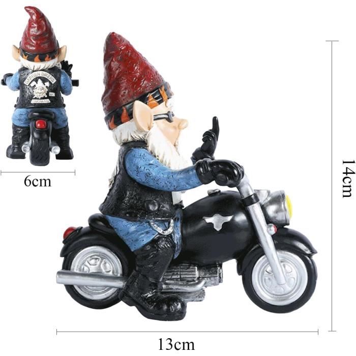 DIKARIYA Nain de Jardin Motard, Cadeau Anniire Homme, Statue étanche de ...