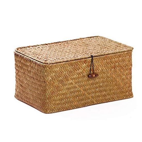 DOKOT Paniers de Rangement Jonc de Mer avec Couvercles Naturel ...