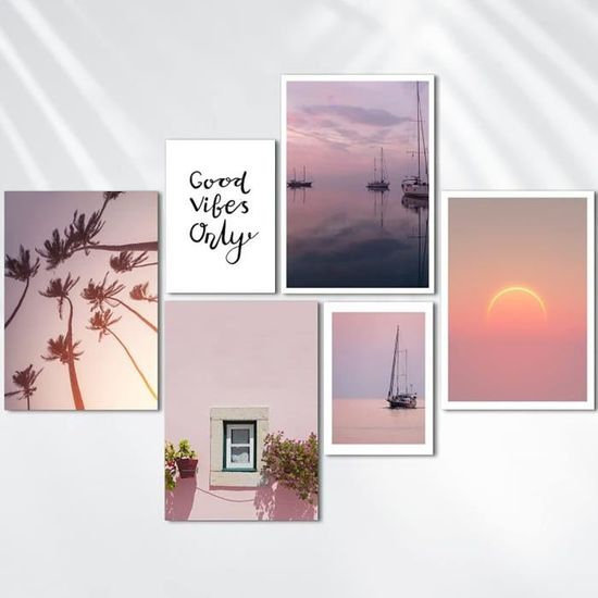 Pano - Lot De 6 Affiches Murales « Good Vibes Only » - Coucher De ...