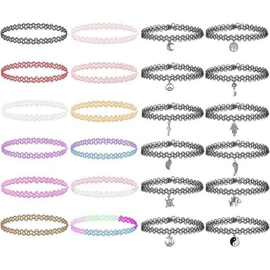 Ensemble de collier ras du cou 24 pièces, ensemble de colliers ...