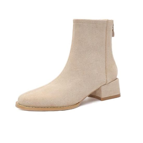 Nouveau style élastique Bottines femme Fermeture éclair chaussures femmes talons hauts de 4cm ...