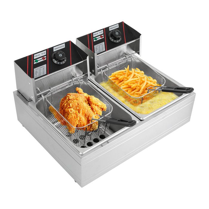 Double friteuse électrique 12 l 5000 W | Station de friture 2 x2,5 kW ...