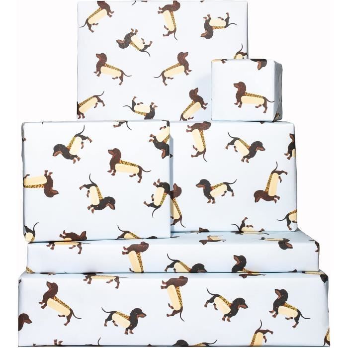 6 Feuilles De Papier D'Emballage - Chiens Saucisses - Teckel Papier D ...