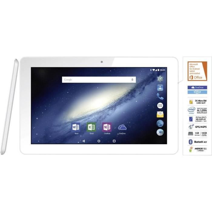 Tablette Android 10.1 pouces Odys 16 Go WiFi, GSM/2G, UMTS/3G blanc 1.2 ...