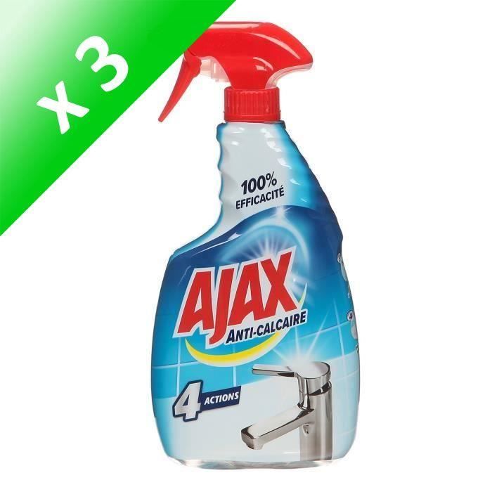 AJAX Spray Anti-calcaire pour salle de bain - 750 ml (Lot de 3) - Cdiscount Au quotidien