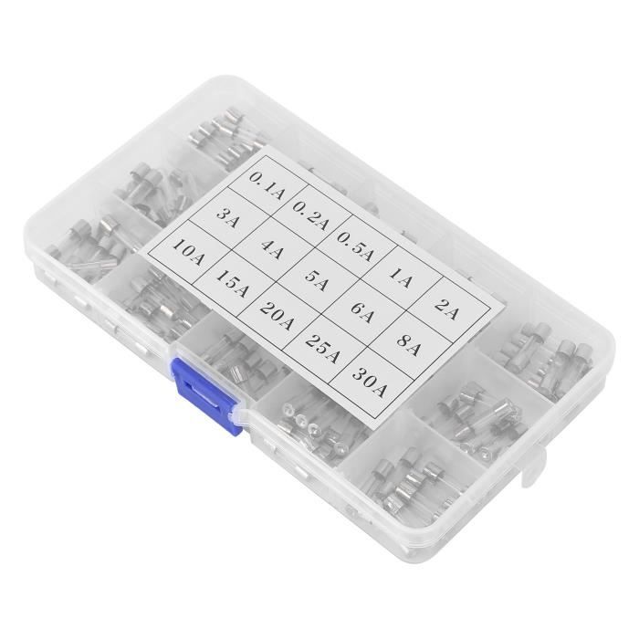 EJ.life Assortiment de fusibles en verre 150Pcs Fusible en Verre 5x20mm 0.1A‑30A Bonne Isolation ...