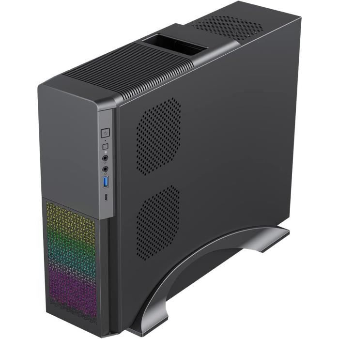 Boîtier PC de Bureau CiT S015B Micro-ATX avec LED RVB Arc-en-Ciel Avant ...