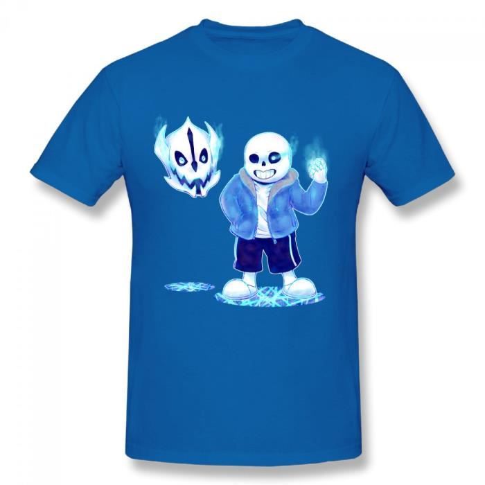 Undertale Sans Art Logo Homme Col rond Coton Manche courte T-shirt Bleu ...