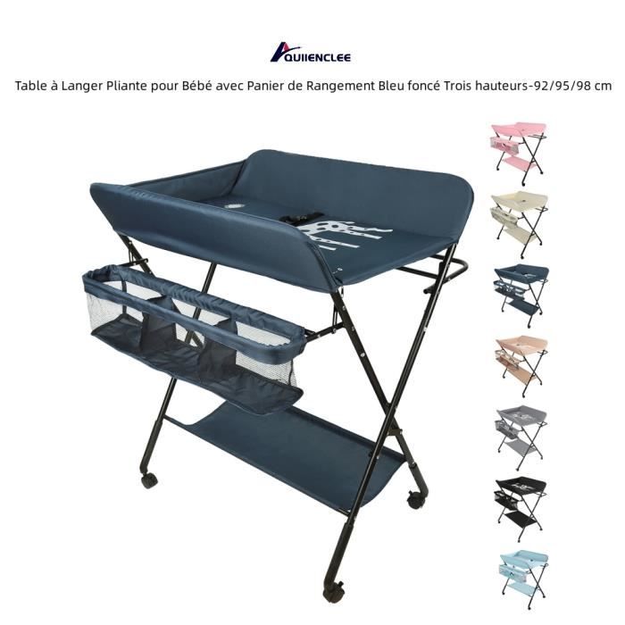 QUIIENCLEE Table à Langer Pliante pour Bébé avec Panier de Rangement ...