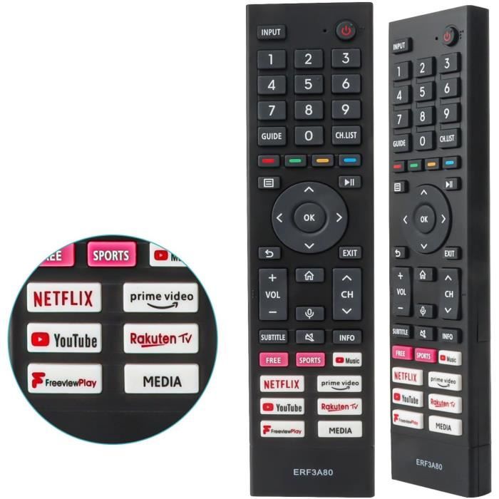 Erf3A80 Télécommande Pour Hisense Smart 4K Uhd Tvs, Avec 9 Boutons De ...