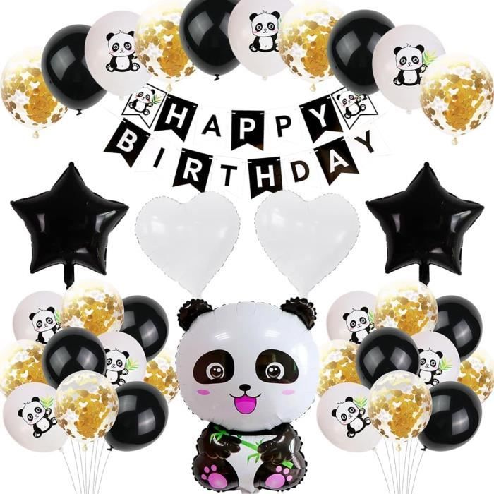 Lot De 36 Ballons D'Anniversaire Panda Avec Bannière Happy Birthday ...