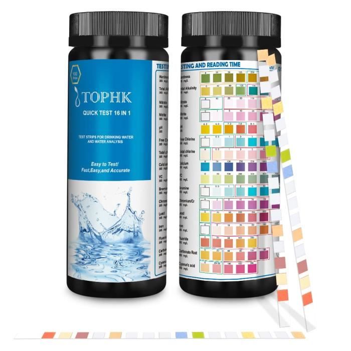 Kit D'analyse de l'eau Potable 16 en 1 bandelettes de Test d'eau ...