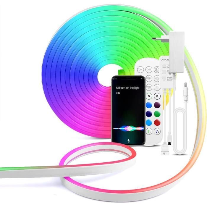 RGB Neon Ruban LED,12V Neon Bande LED étanche compatible avec HomeKit ...