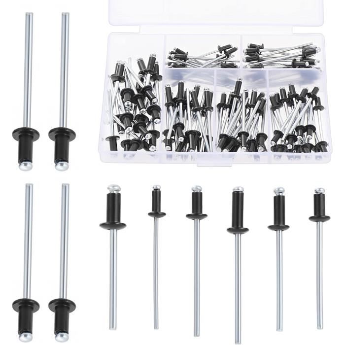 Gueenky 120 Pièces Rivet Noir Alm, 2,4-3-3,2-4 mm Rivet Pop, 6 Tailles ...