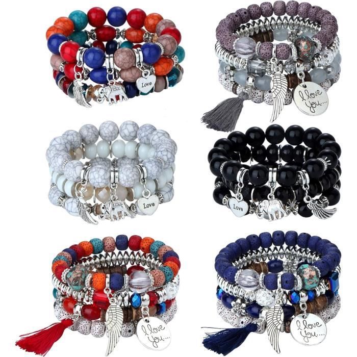 LOLIAS 6 Ensembles de Bracelets de Perles Empilables Bohèmes pour ...