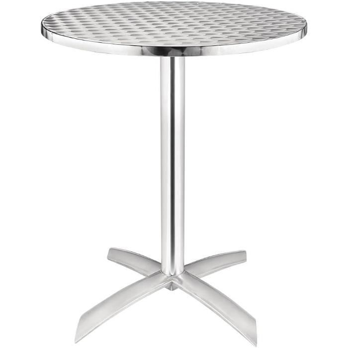Bolero Table Bistro plateau basculant rond en inox 600 mm, cae en alm ...