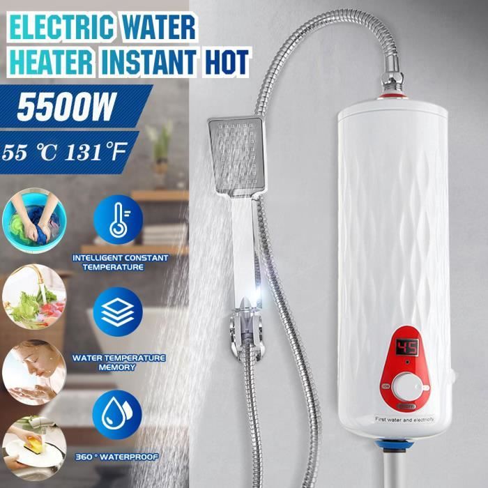 3PCS 5500W 220V Mini Chauffe-eau Electrique Affichage Numérique Sans Réservoir Instantané Chaude ...