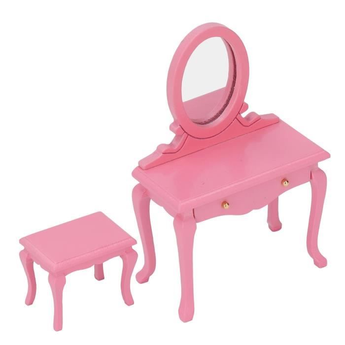VINGVO coiffeuse miniature Dollhouse Coiffeuse 1:12 Échelle Rose Haute ...