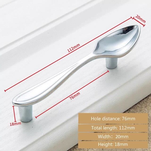 BOUTON DE MEUBLE,Spoon 76mm Chrome--Poignée de tiroir de bureau en ...