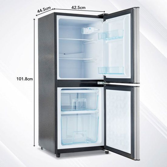 MINI Réfrigérateur congélateur - 106 L (60+46) - métal brossé - 45 dB ...