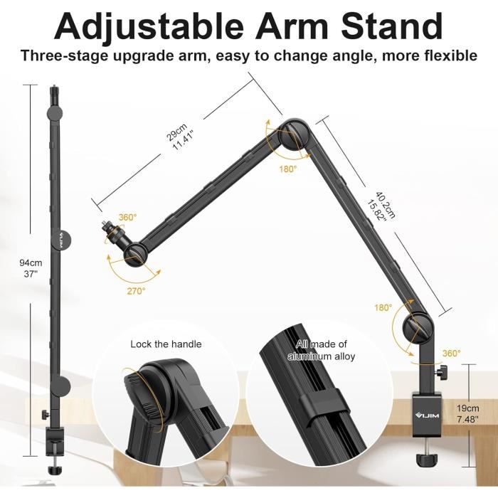 Support de Microphone, VIJIM LS25 professionnel Réglable Pied de Micro ...