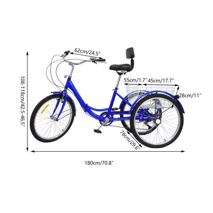 Tricycle pliable de 24 pouces pour adultes 3 roues tricycle à 7 ...