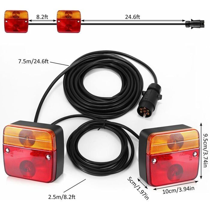 Feux Arrière de Remorque Magnétique-12V Aimant Feux de Remorque -Feux ...