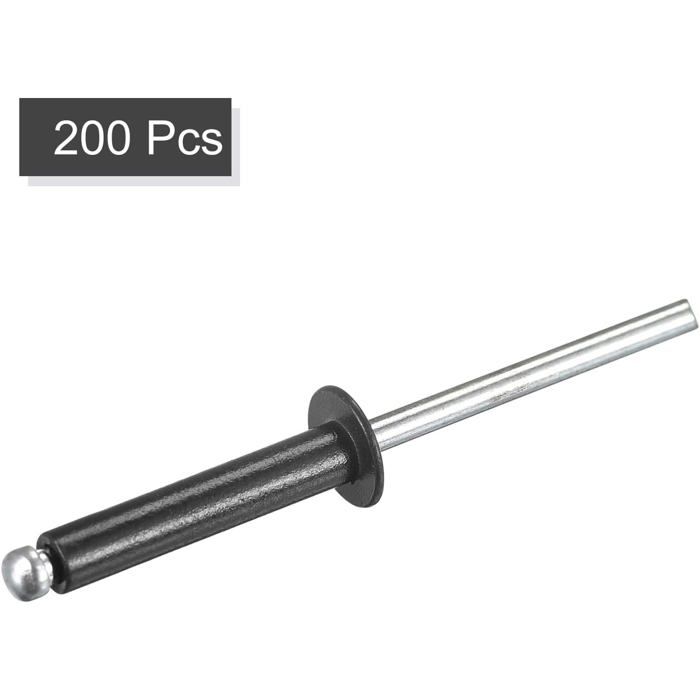 Sourcing map Lot de 200 rivets aveugles en alm, 4 mm x 20 mm, tête ...