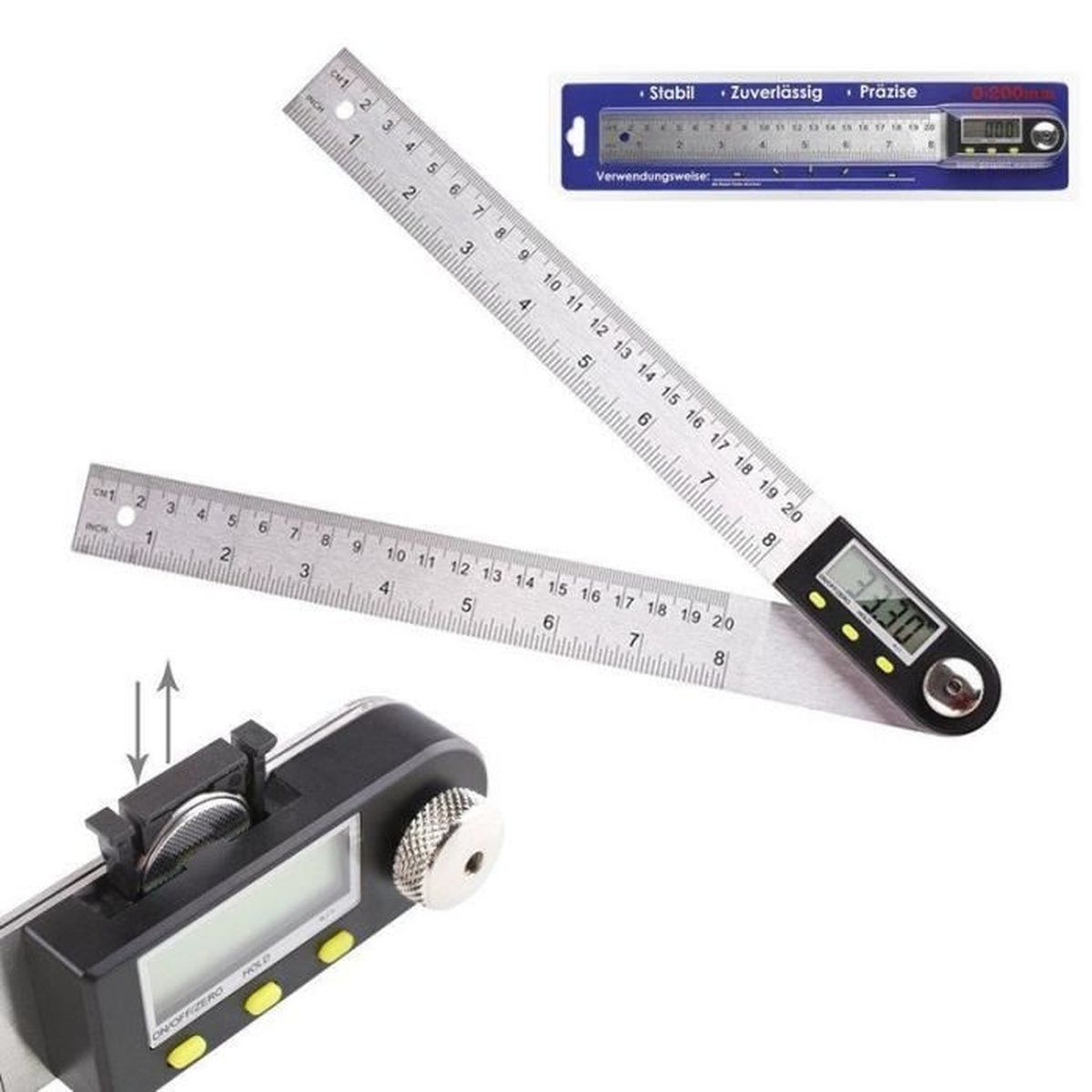 Règle d'angle numérique en acier inoxydable, l'instrument de mesure d ...