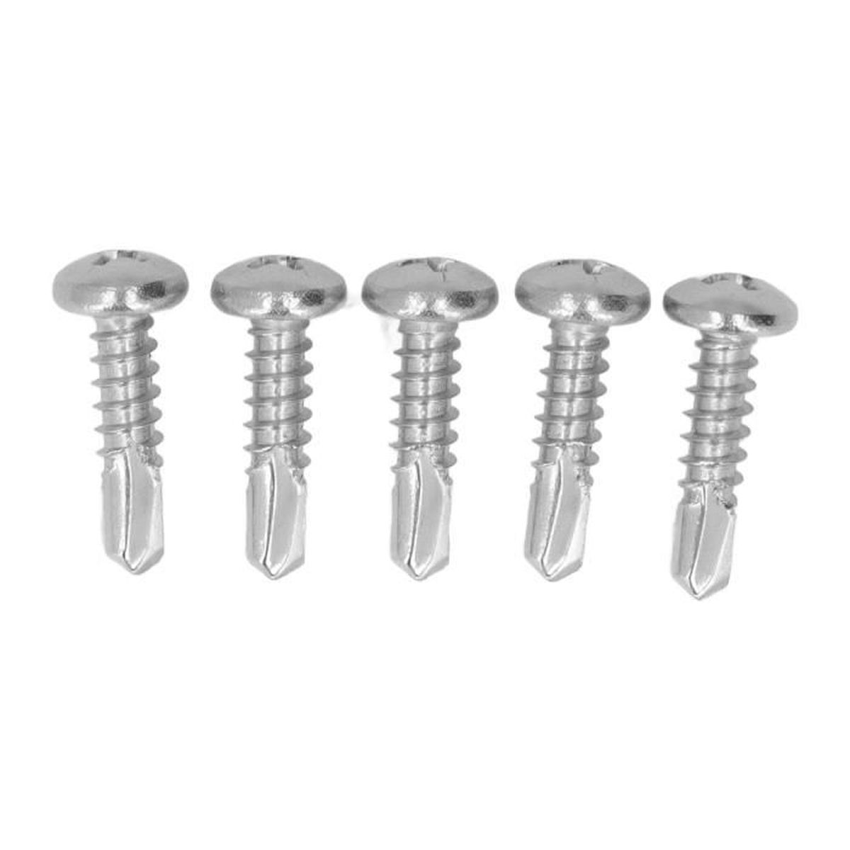 AUN Vis autoperceuse - 100 pcs vis auto-perceuses en acier inoxydable tête ronde M4.8x19 Kit de ...