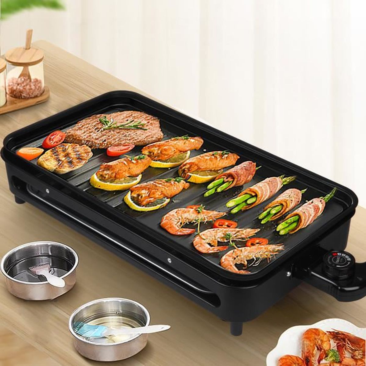 Barbecue Electrique Plancha Grille BBQ de table Plaque plancha et ...