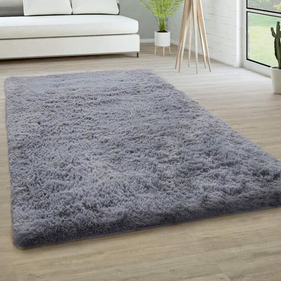 Tapis De Salon Poils Longs Fausse Fourrure Shaggy Moelleux Monochrome, Dimension:60X100 Cm ...