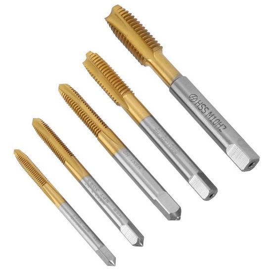 EJ.life Taraud machine M4 - M10 5Pcs Taraud de Machine Pointe Contenant du Cobalt Taraud à Vis ...