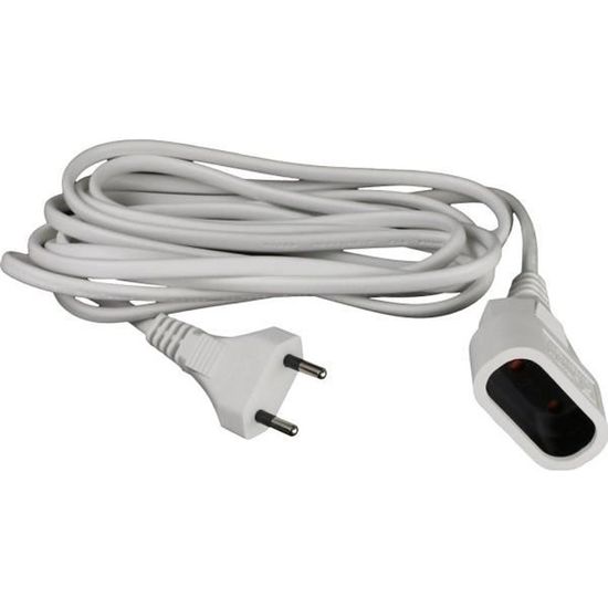 Rallonge électrique ZENITECH 5m - 2x0.75mm² - Blanc - Cdiscount Bricolage