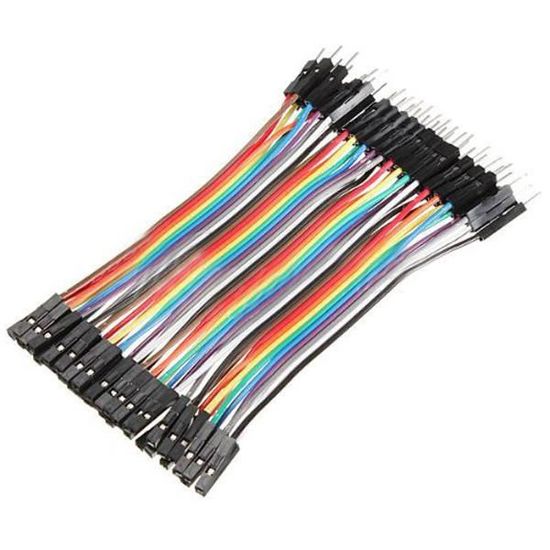 40pcs 10cm 2,54 mm mâle à femelle couleur Dupont Jumper Fils câbles ...