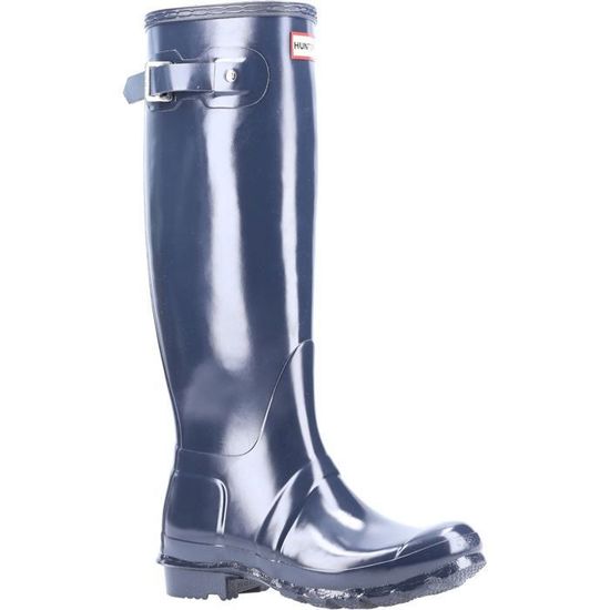 Bottes de pluie en caoutchouc Hunter Original Tall Gloss - Noir/Bleu ...