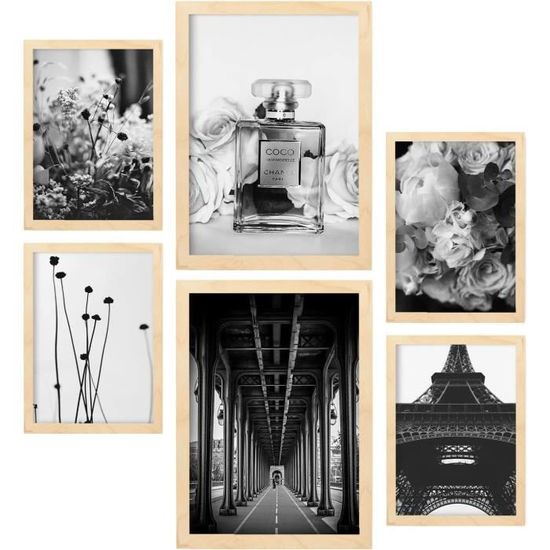 Ensemble De 6 Posters Décoratifs De Paris En Noir Et Blanc - Tirage ...
