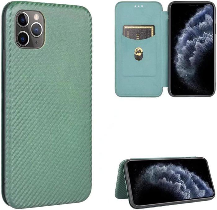 Coque iPhone 11 Pro Max Mince Fibre Carbone Antichoc Avec Support Carte ...