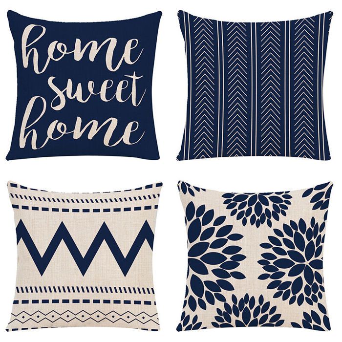Lot De 4 Housses De Coussin Décoratives Pour Canapé, Salon, Extérieur ...