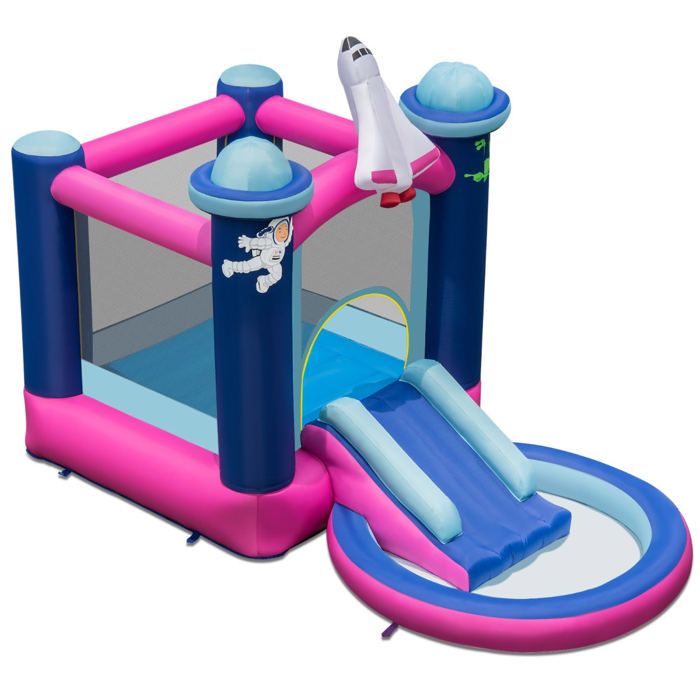 Toboggan aquatique gonflable theme de l espace avec piscine a eclaboussures toboggan sac de ...