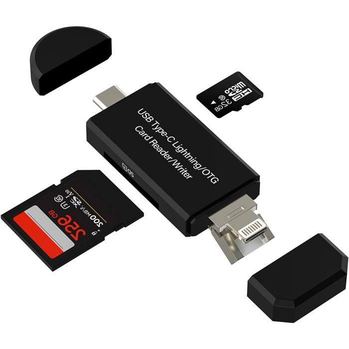 Lecteur de cartes SD 4 en 1 - ZRSE - USB-C - Lightning - Micro USB ...