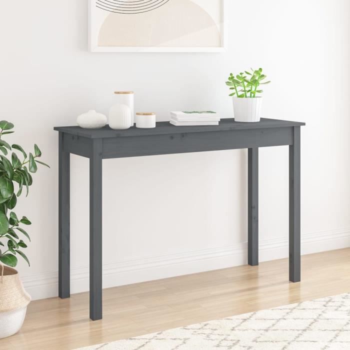 Akozon Table console Gris 110x40x75 cm Bois massif de pin ...