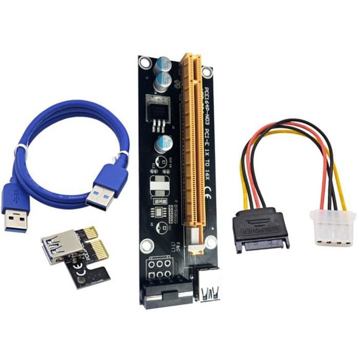 PCI-E express Powered Riser Card W - USB 3.0 Câble 1x à 16x Monero elec ...