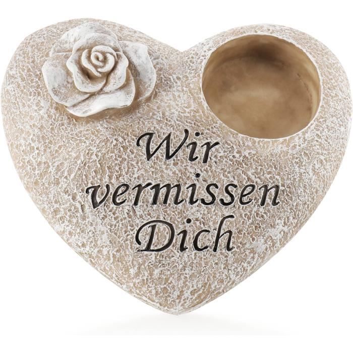 Décoration Funéraire En Forme De Cœur Avec Rose Pierre Commémorative ...